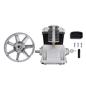 3HP Air Compressor Pump, Oil Lubricated Air Compressor Piston Pump Head Twin Cylinder Aluminum Air Compressor Head With Silencer and Screw, Breathing Nozzle 250L/min Cast Iron (2065-2.2KW-3HP)