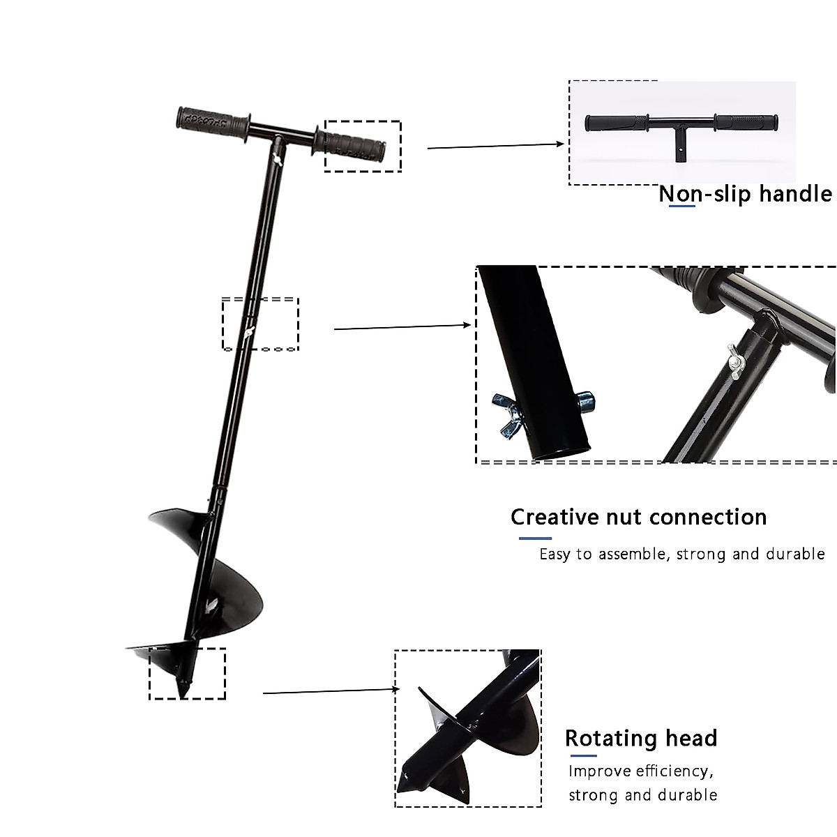 Compost Turning Tool Compost Stirring Tool,Compost Turning Bar 33.4inch,Manual Compost Aerator Tool Turner and Mixing Tool for Outdoor Compost Tumbler Bins,Composting Accessories (Black-33.4IN)