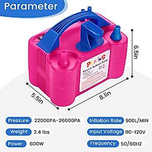 PCFING Electric Air Balloon Pump and Balloon Tying Tool in One,110V 600W Portable Dual Nozzles Electric Balloon Inflator for Party with Extra Accessories