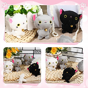 9 Pieces Mini Cat Plush Stuffed Animals Bulk Cute Small Stuffed Kitten Soft Cats Doll Plush Toys Hanging Pendant Ornament For DIY Keychain Birthday Decoration Party Favors Supplies(Bell Style)