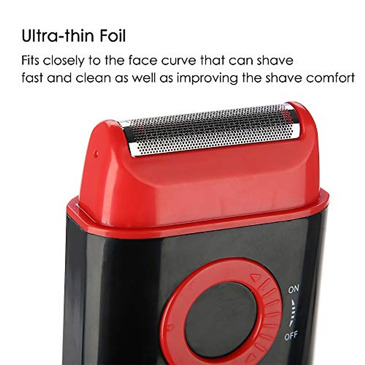 Electric Shaver, Ultra-thin Foil Pop-up Beard Trimmer AA Battery Power Shaving Razor for Men(Red)
