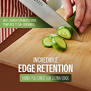 SNFSchneidteufel Pro Cut Forged 8 Inch Chef Knife - X50CrMoV15 Stainless Steel Chefs Knife with Black Ergonomic Handle - 8" inch Chef Knife - Ideal Kitchen Gadgets and Essentials