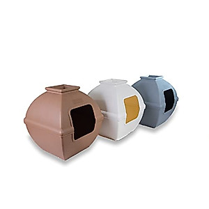 Good Pet Stuff, The Courtyard Hidden Litter Box, Artificial Plants & Enclosed Square Cat Planter Litter Box, Vented & Odor Filter, Easy to Clean, White Birch