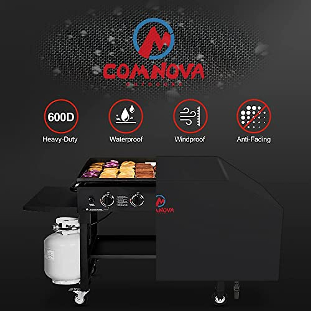 Comnova Griddle Cover for Blackstone Griddle 36 Inch - 600D Flat Top Grill Cover for Blackstone 4 Burner Griddle Heavy Duty & Waterproof, Outdoor 36" Griddle Cover for Blackstone 1554, 1825 and More