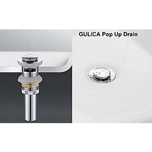 GULICA Vessel Sink Drain, Bathroom Sink Drain Stopper With Overflow, Vessel Pop up Drain Stopper Brushed Gold