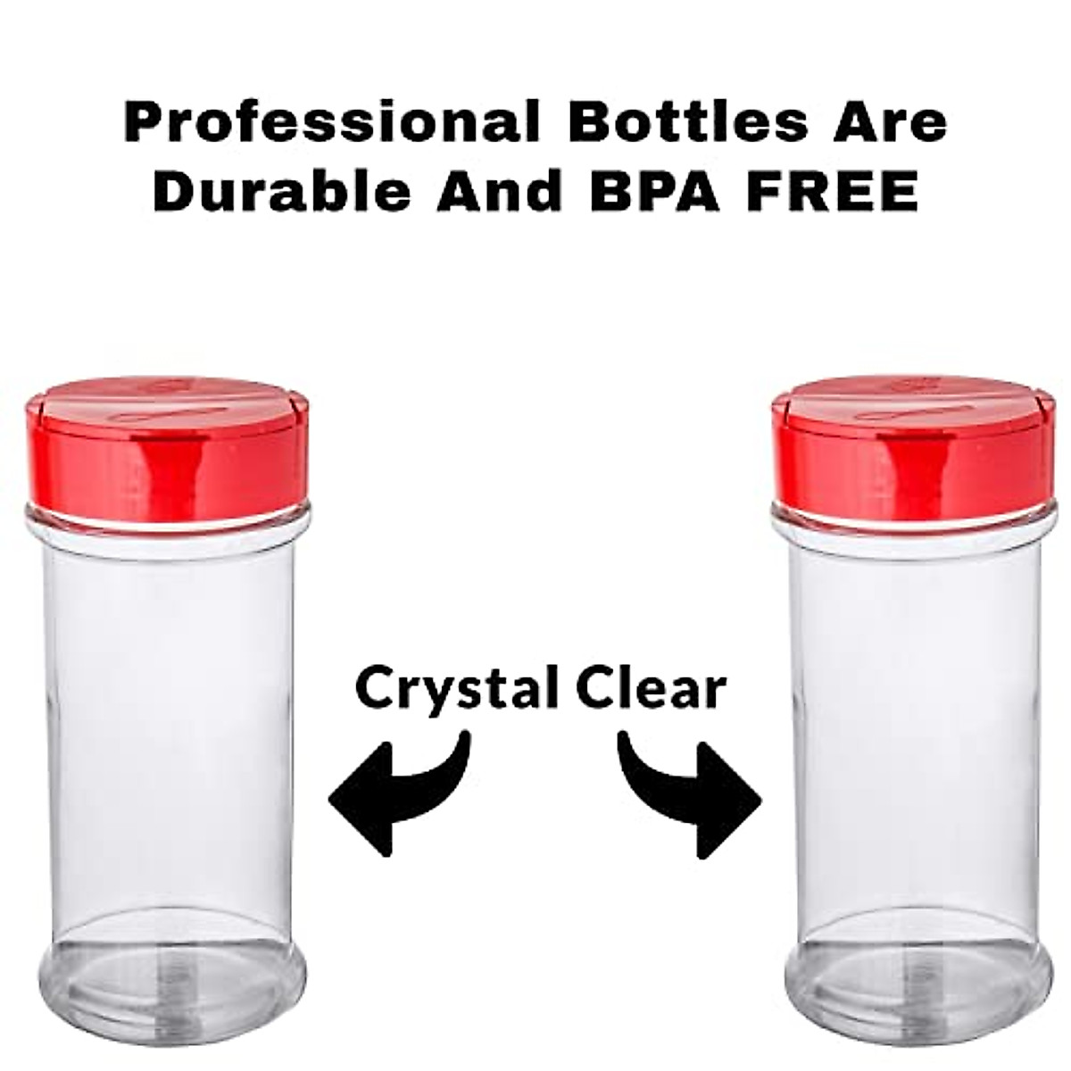 Skyway Supreme 12 OZ Clear Plastic Spice Bottles Seasoning Containers Jars - Set of 3 - Flap Cap with Pour and Sifter Spice Shaker - Durable Refillable Perfect For Herbs Spices and Rubs - BPA Free