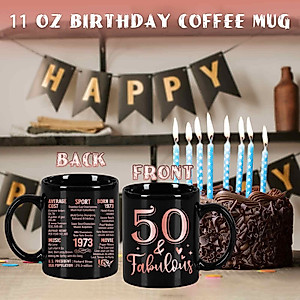 50th Birthday Gifts for Women Friend, Happy 50 Years Old Gift Basket for Mom Aunt Coworker Sister, 50th Birthday Party Decorations, Coffee Mug Cup Spoon and Socks Gifts Set