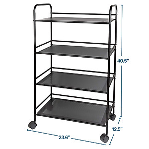 Richards Homewares Durable Metal Multi-Purpose Rolling Utility Cart, 4-Tier, Black