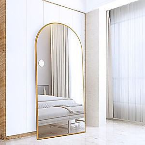 CISTEROMAN 65"x24" Full Length Mirror, Big Arched Mirror, Large Body Mirror, Floor Mirror with Stand, Hanging Wood Frame Dressing Mirror, Wall Mirror for Bedroom, Dressing Room, Living Room