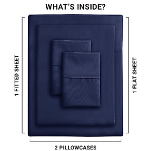 IR Imperial Rooms Full Size Sheet Sets - 4 Piece Luxury Hotel Bedding Sheets & Pillowcases Soft Brushed Microfiber Cooling Bed Sheets Set Deep Pocket up to 16 inch Shrinkage and Fade Resistant (Navy)
