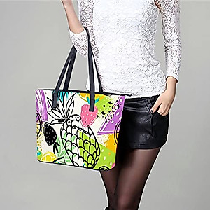 Womens Handbag Pineapples Strawberries Fruit Pattern Leather Tote Bag Top Handle Satchel Bags For Lady