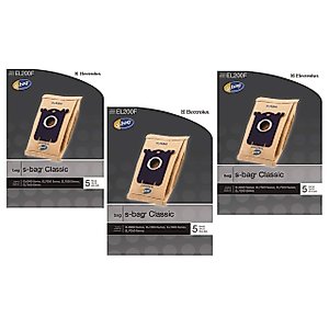 Electrolux EL200F S-Bag Classic Vacuum Bag, 5 Bags per Pack, 15 Bags Total3
