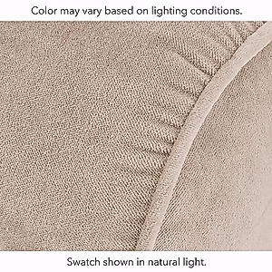 Nate Home by Nate Berkus Decorative Cotton Velvet Bolster Pillow | Soft Luxurious Modern Decor, Cushion for Couch, Chairs, or Bedroom from mDesign - Oblong Size 7" x20", Fossil (Beige)