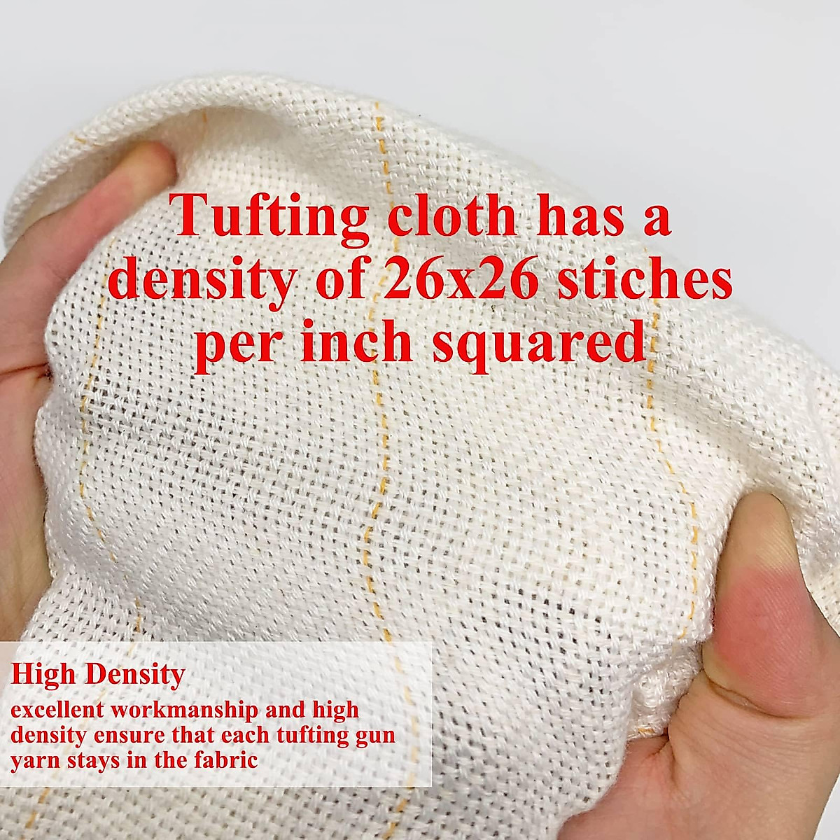 JONAS C 2 Pcs 40" × 40" Tufting Cloth with Marked Lines, Primary Tufting Cloth, Monks Cloth for Rug Tufting, Rug Tufting Fabric 3.3x3.3 feet (60% Polyester & 40% Cotton - 7.8 oz/yd²)