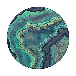 Teal Aqua Blue Gold Resin Geode Agate PopSockets PopGrip: Swappable Grip for Phones & Tablets