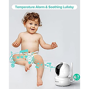 BUASLK Baby Monitor with Camera and Audio, 5" Screen Video Baby Monitor with Temperature Sensor, Two Way Talk and Remote pan-tilt-Zoom Camera, Night Vision and 960ft Range.
