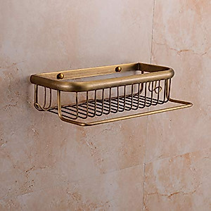 VINSNI Antique Brass Shower Shelf Bathroom Shelf Shower Organizer Basket Wall Mounted