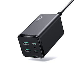 USB C Charger, KOVOL 120W GaN III USB C Charging Station, Powerful USB C Charger 100W, 4 Port Desktop Fast PD 3.0 Charger for MacBook Pro/Air, Dell, iPad Pro, iPhone 13/12, Galaxy and More