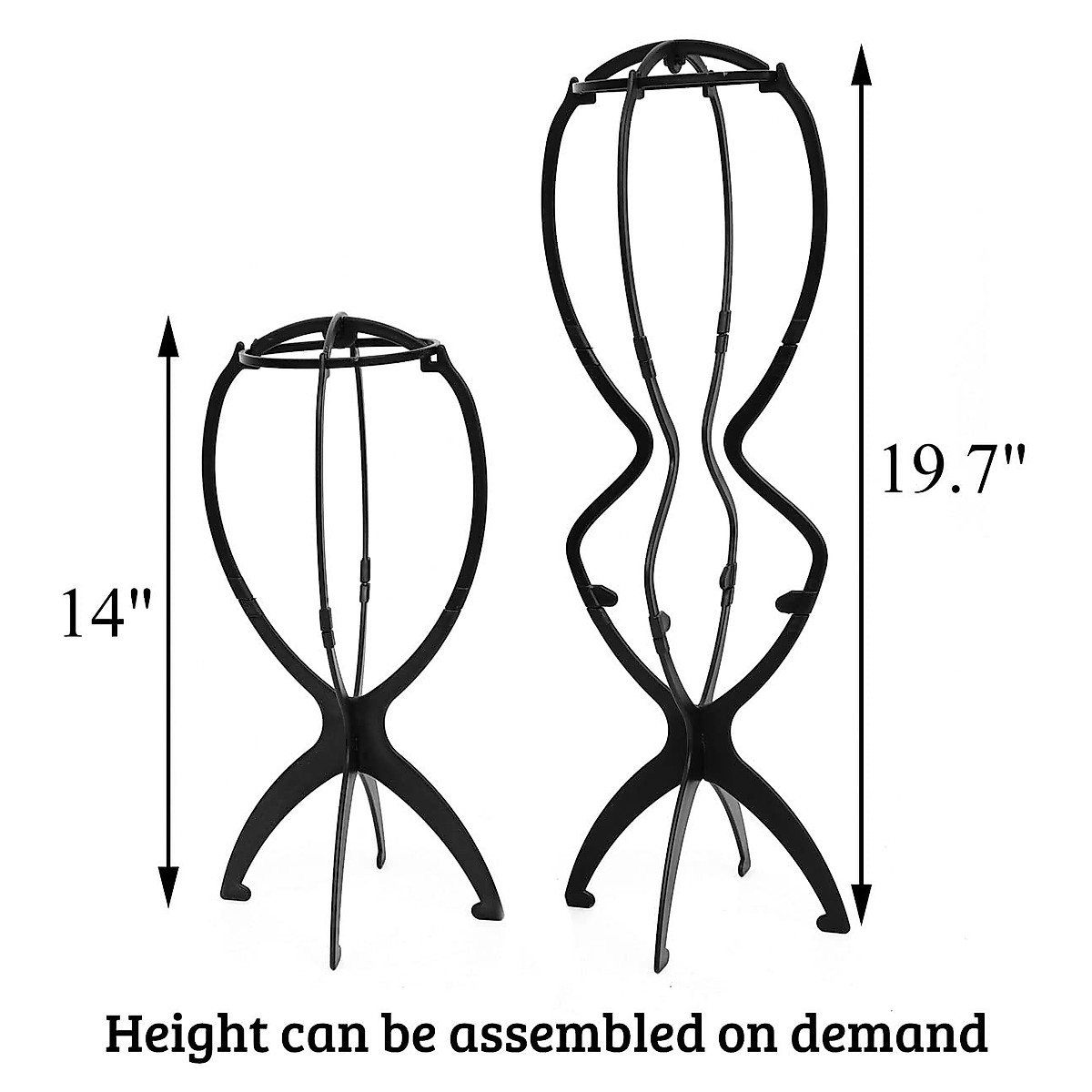 PIESOYRI Tall Wig Stands, High Wig Holders for Long Wigs, 19.7", Portable Collapsible Wig Stands for Storage, Display (2 Count-Pack)