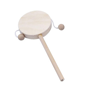 Exceart 8Pcs Unfinshed Wood Toys Wooden Rattle Toy Rattle Drum Toy DIY Painting Craft with Pigment and Pen for Kids Girl Child