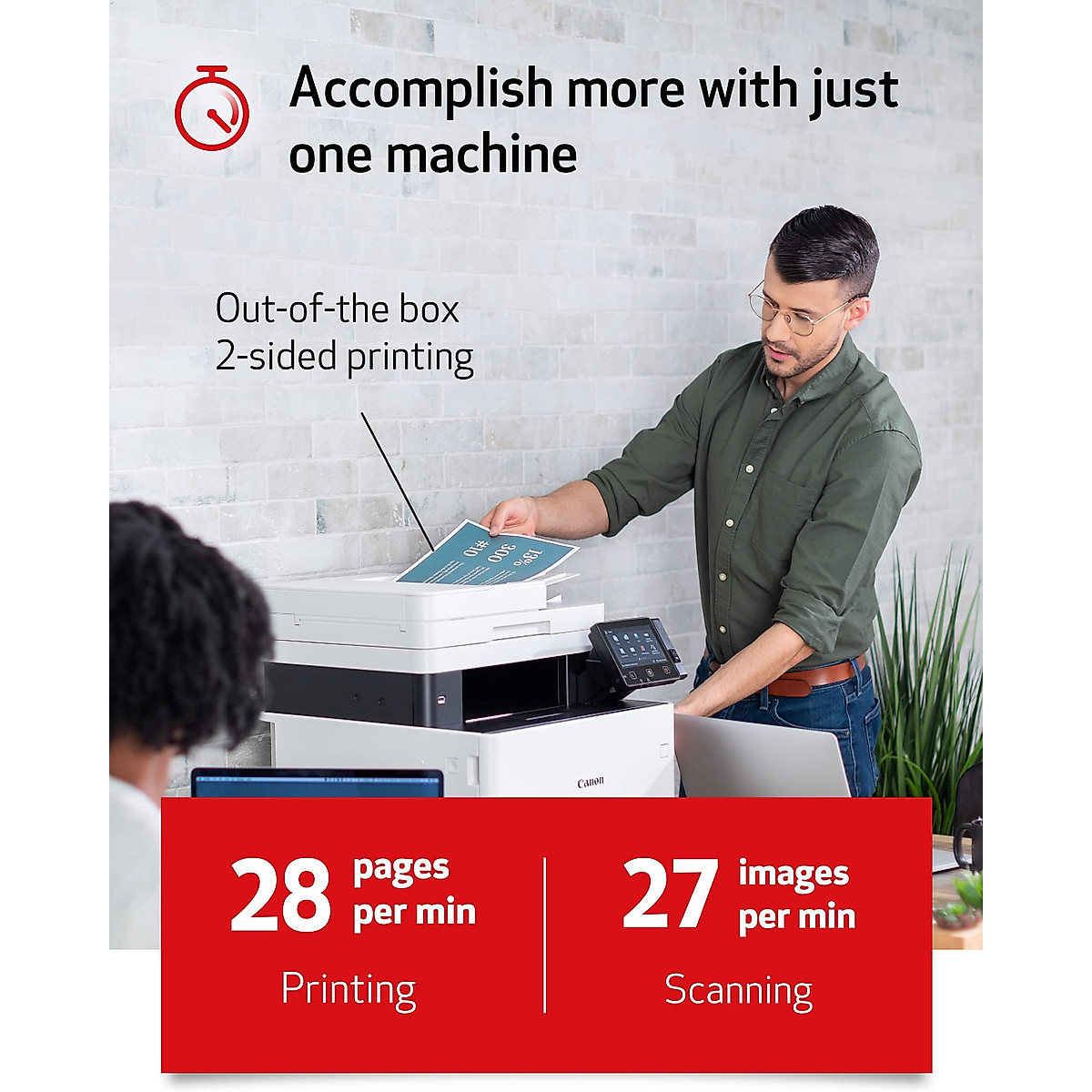 Canon imageCLASS Series Wireless Color All-in-One Laser Printer, Multifunction, Up to 28 ISO ppm, Mobile-Ready, Duplex Compatible with Alexa, Bundle JAWFOAL Printer Cable White