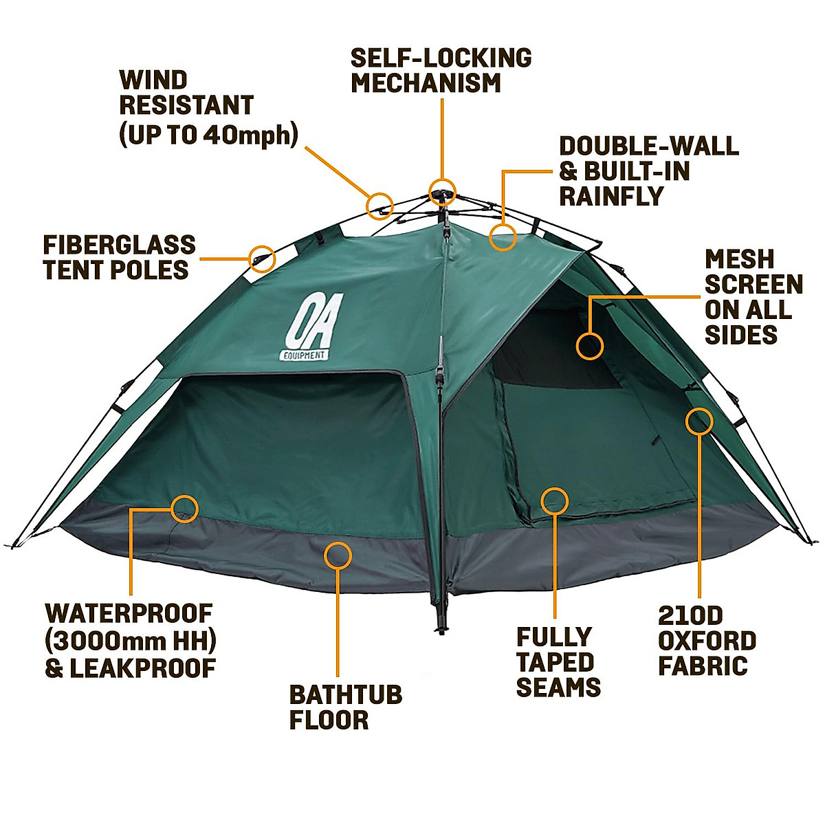 Pop Up Tent 2/3 Person Instant Camping Tent - Quick Setup Small Tent for Camping - Easy Set Up Fully Waterproof with Double Wall & Taped Seams