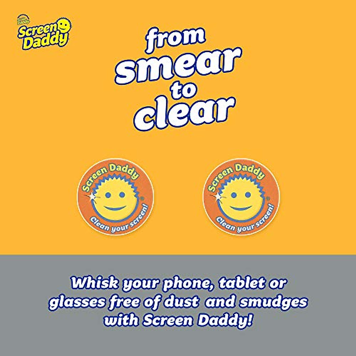 Scrub Daddy Screen Cleaning Microfiber Cloth Pads - Screen Daddy- Screen Cleaning Pads for Phone, Computer Screen, Eye Glasses, Lenses, Scratch-Free, Streak-Free, Reusable, Washable, 2ct