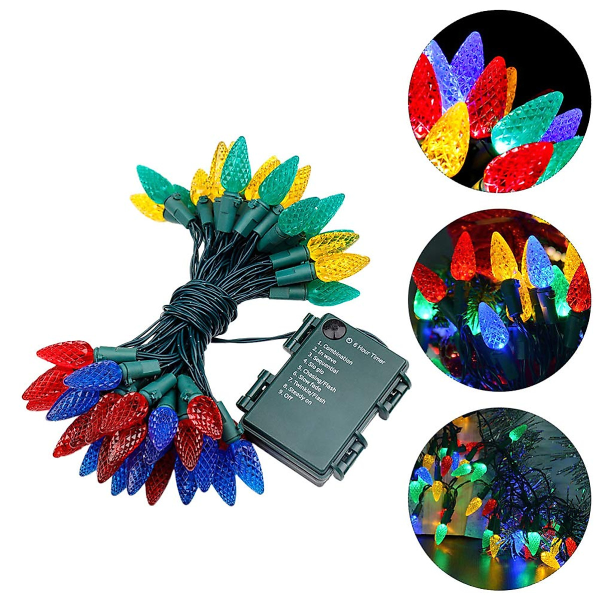 SOLUSTRE Outdoor Decor Strawberry String Lights LED Christmas Tree Hanging Lights Christmas Night Lights for Wedding Party Bedroom Outdoor Decoration (No Battery) Led String Lights