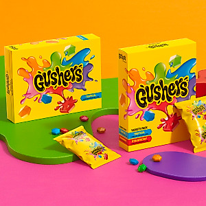 Gushers Fruit Flavored Snacks, Strawberry Splash and Tropical, 12 ct