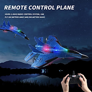 LUCKJOY RC Plane, RC Airplanes, 2.4GHz 2CH Remote Control Airplanes with Automatic Balance System, ZY-530PRO RC Glider for Beginner Adult Kids, Easy to Fly EPP Foam RC Aircraft Fighter with LED Light