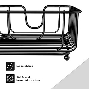 Guest Towel Napkin Holder, Bathroom Napkin Holder, GMFINE Metal Paper Hand Towel Holder Tray Caddy for Bathroom, 9.4" x 5.5" x 2.2" Inside Size, Black