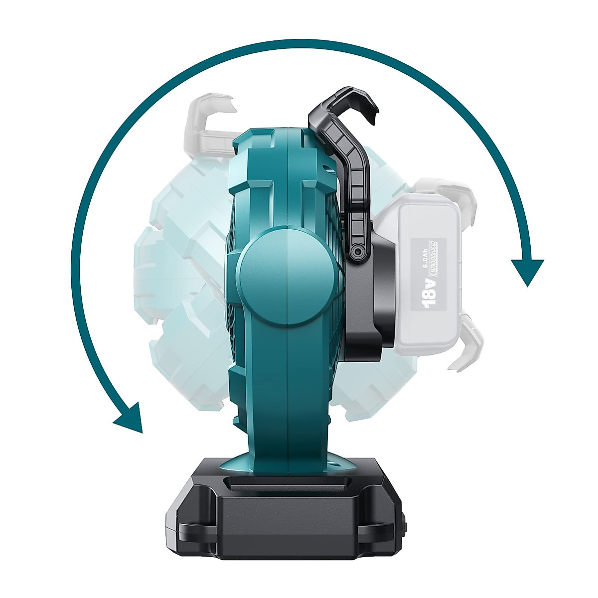 DTEZTECH Cordless Fan Powered by Makita 18V LXT Lithium-ion Battery/DC Cord, Floor Fan Battery Operated, 8-1/2" Fan for Camping, Gym, Garage, Travel, Office, Bedroom
