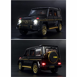 iLooboo Alloy Collectible Black Benz G63 AMG Toy Vehicle Pull Back Die-Cast Car Model with Lights and Sound