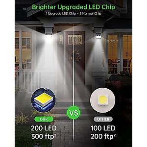 oditton Solar Wall Lights, Solar Security Lights, Outdoor Solar Lights, 200LED Solar Lights, 3 Modes, IP65 Waterproof for Yard, Stairs, Garage, Fence, Porch, 1 Pack