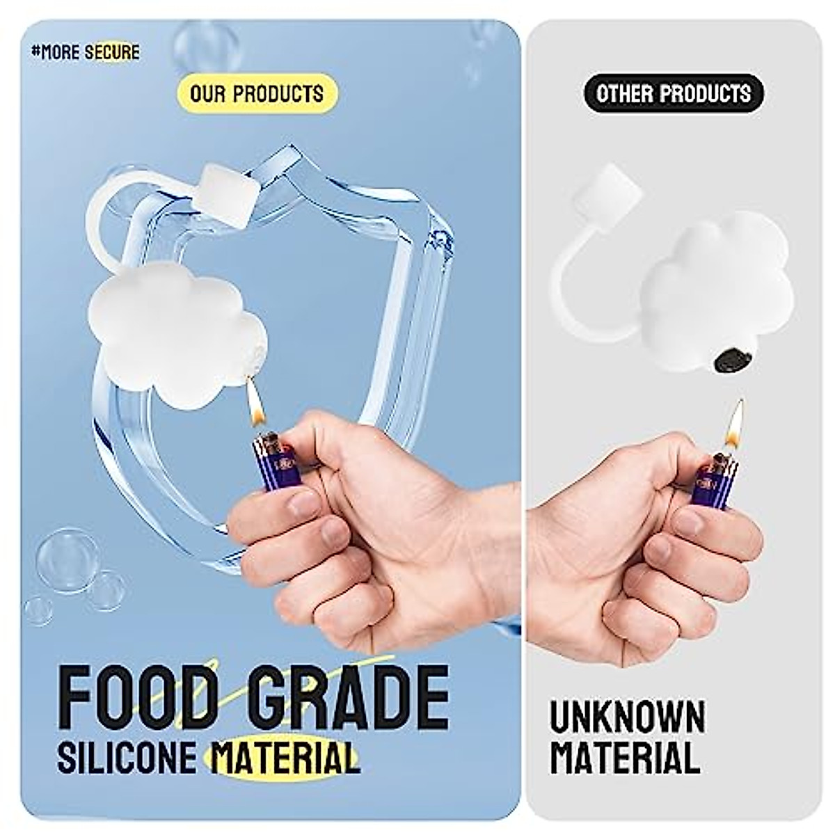 6Pcs Cloud Straw Covers Cap for Stanley Cup,Compatible with Stanley Cup 30&40 oz with Handle,Reusable Silicone Straw Tip Topper for Stanley Accessories,Soft Protector Cover for 0.4 inch/10mm Straws