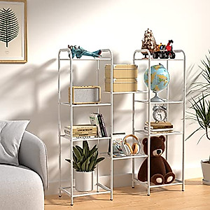 MAX Houser Storage Rack with Shelf,Industrial Style Extendable Plant Stand, Standing Shelf Units for Kitchen, Bathroom, Office,Living Room, Balcony, Kitchen (White, 5 Tier)
