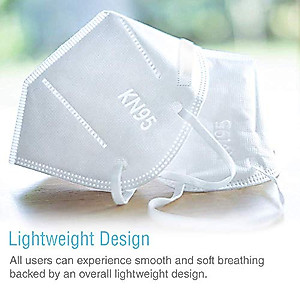 SUNCOO Protective KN95 Face Mask - 20 Pack, 5 Layers Cup Dust Mask Protection Against PM2.5 Dust, Smoke and Haze-Proof, Designed for Men, Women, Essential Workers - White