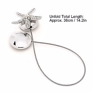 Natudeco Curtain Tiebacks, Rhinestone Curtain Buckle Magnetic Curtain Holdbacks Drape Tie Backs Alloy Curtain Holder Window Drapry Decor for Sheer and Blackout Curtain