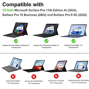 Fintie Case for 13 Inch Microsoft Surface Pro 11/10/9 - Multiple Angle Viewing Portfolio Business Cover with Pocket & Stylus Holder, Compatible with Type Cover Keyboard, Gray/Brown