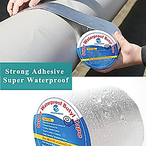 Super Waterproof Duct Tape and Patch for All-Purpose Seal Repair, Adhesive Butyl Tape with Aluminium Foil, Perfect Sealing for Pool Metal RV Roof Pipe Awning Hose Window and More, 4 IN by 16-1/2 FT