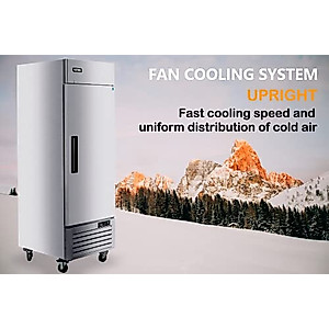 KITMA 28" Commercial Freezer, Single Door Stainless Steel Reach-in Freezer with 3 Adjustable Shelves for Restaurants, 23 Cu. Ft (-8°F – 0°F)