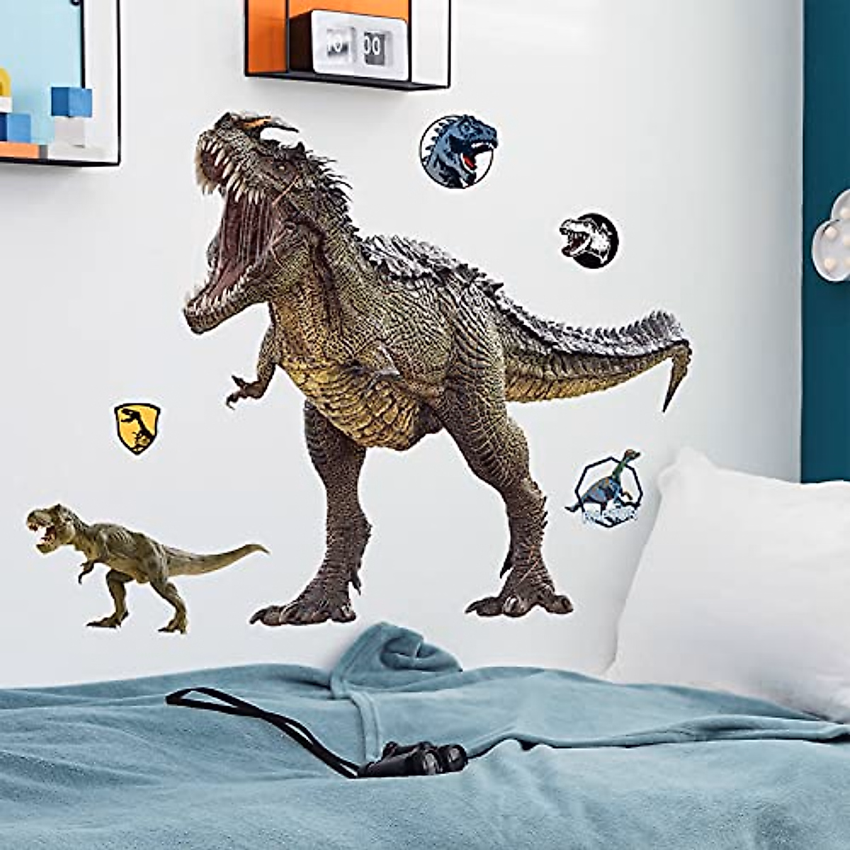 3D Dinosaurs Wall Stickers, Giant Dinosaurs Wall Decals, HOLENGS Peel and Stick Removable Wall Decor for Boys Kids Bedroom Living Room Playroom Wall Decoration