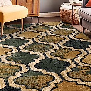 Superior Indoor Large Area Rug, Jute Backed, Perfect for Living/ Dining Room, Bedroom, Office, Kitchen, Entryway, Modern Geometric Trellis Floor Decor, Viking Collection, 5' x 8', Green