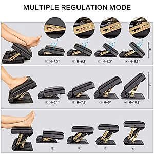 Homesprit Adjustable Footrest with Removable Soft Foot Rest Pad Max-Load 140Lbs with 4-Level Height and Angle Adjustment Massage Footrest Under Desk for Car Travel , Kid's Writing , Office