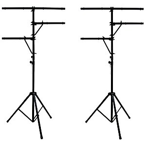 American Sound Connection (2) Pro Audio Mobile DJ Lighting Multi Arm T Bar Portable Light Stand up to 12 Foot Height Tripod