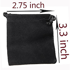 Mini Skater 50pcs Jewelry Velvet Cloth Pouch Black Drawstring Small Bags for Dice 2.75'' x 3.5''