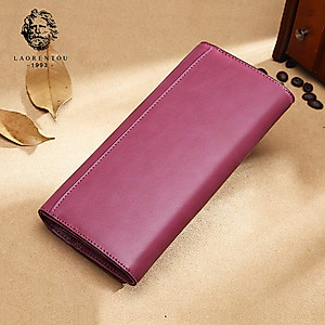 LAORENTOU Clearance Bifold Wallet Women Leather Clutch Purses Checkbook Card Wallets for Women Lady Wallet Zip Around Wallet