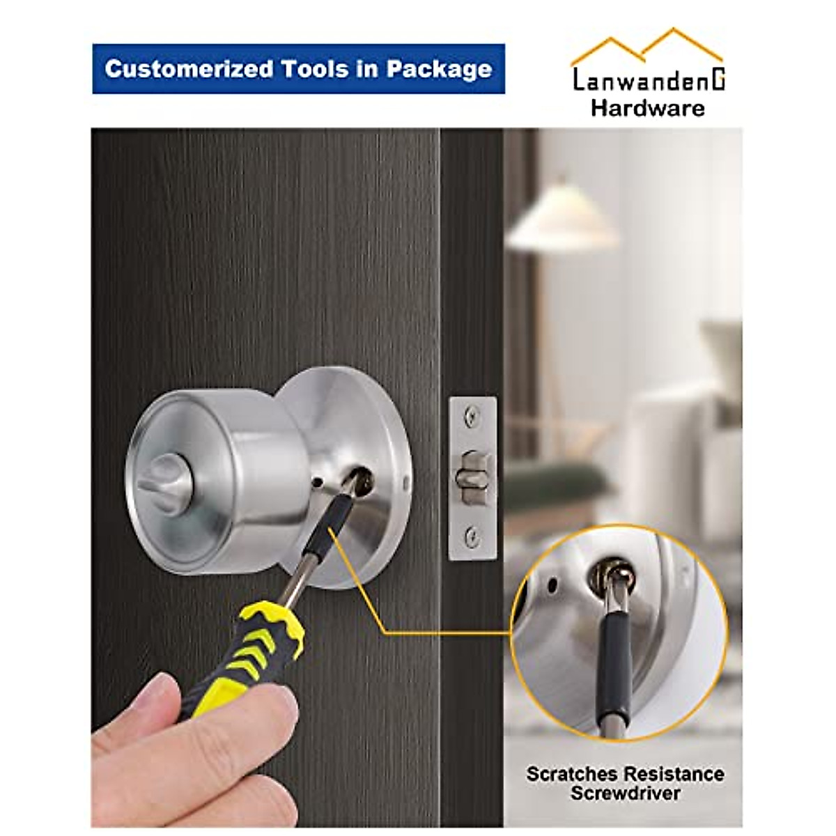 Lanwandeng 3 Sets Keyed Alike Entry Door Knobs and Single Cylinder Deadbolt Lock Combo Set Security for Entrance and Front Door, All Keyed Same Door Lock with Classic Satin Nickel Finish