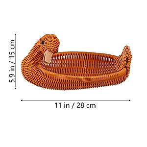 Baluue Rattan Woven Basket Fruit Bread Serving Baskets Duck Shaped Weaving Countertop Vegetable Holder Fruit Bowl Home Decor for Bread Snacks