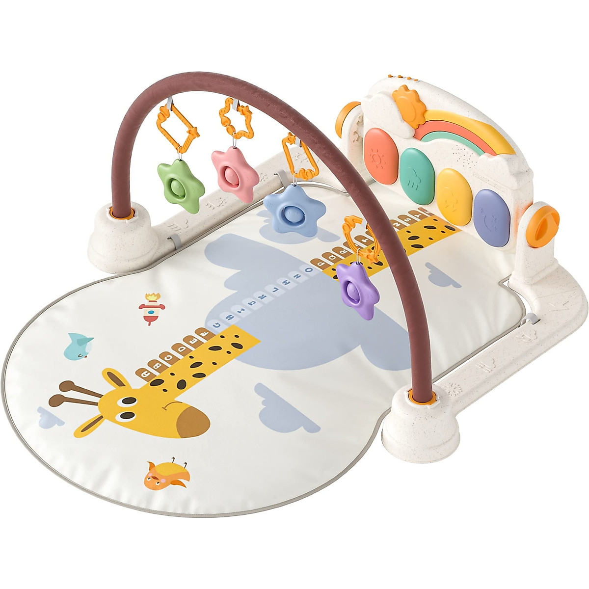 TUMAMA Baby Gym Activity Play Mat with Sounds,Lights and Music, Play Piano Gym,Early Development Light Up Playmat Toy Gift for Newborn Infants 0,3,6,9months (Giraffe)